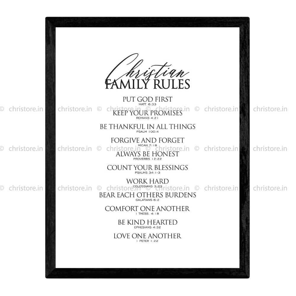 Christian Family Rules Wall Frame | Biblical Values for Home – Christore